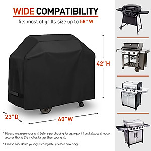 Arcedo Grill Cover 60 Inch, Heavy Duty Waterproof BBQ Cover, Fade Resistant Gas Grill Cover, Durable Outdoor Barbecue Cover Compatible for Weber, Char Broil, Nexgrill, Napoleon and More Grills