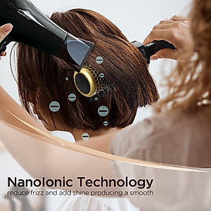 AM 8:00 Round Brush for Blow Out – Ceramic Ion Thermal Barrel & Antistatic Bristles, Salon Blowout Hair Styling for Wet or Dry Hair (Includes 4 Hair Clips)