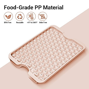 Combler Upgraded Material Ice Cube Trays for Freezer, 123X3 Pcs Mini Ice Cube Tray with Lid and Bin, Easy Release, Pebble Ice Maker for Chilling Coffee Drinks, Pink Kitchen Accessories