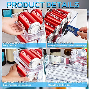 Set of 2 Drink Organizer for Fridge Soda Can Organizer for Refrigerator Automatic Rolling Double Layer Can Dispenser Stackable Can Drink Holder Drink Storage Rack Plastic Beer Dispenser Bin Container