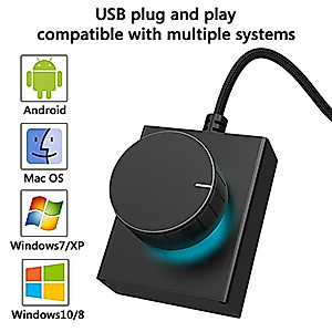Geekria USB Volume Adjustment Knob with Rotate Volume Adjustment & One Key Mute Function, PC/Phone Audio Remote Volume Control Adapter Support Win 7, 8, 10, Vista, MAC, Android (5FT / 1.5m Cord)