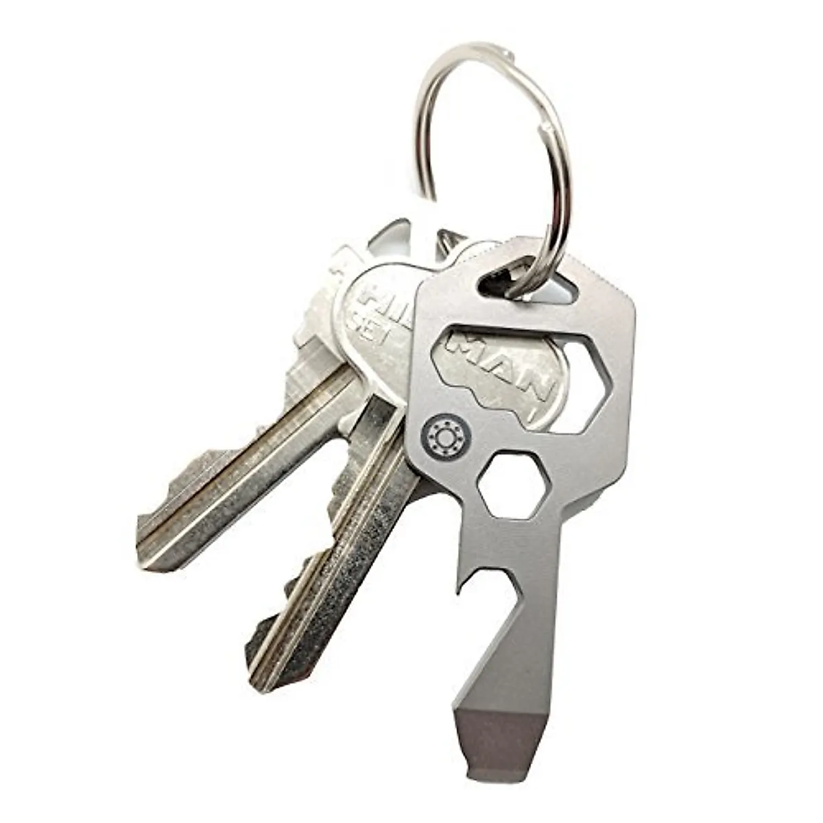 CLOSS 8 in 1 Titanium Multitool Keychain- Bottle Opener, Screwdriver and Wrench (Black) (1, Black)