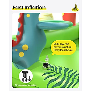 Inflatable Kids Pool, Airefina Dino Planet Inflatable Play Center Kiddie Pool with Water Slide, Ultra Thick 97"x76"x41" Toddle Pool with Play Ball Hoop, for Backyard, Garden, Water Park, Ages 3+