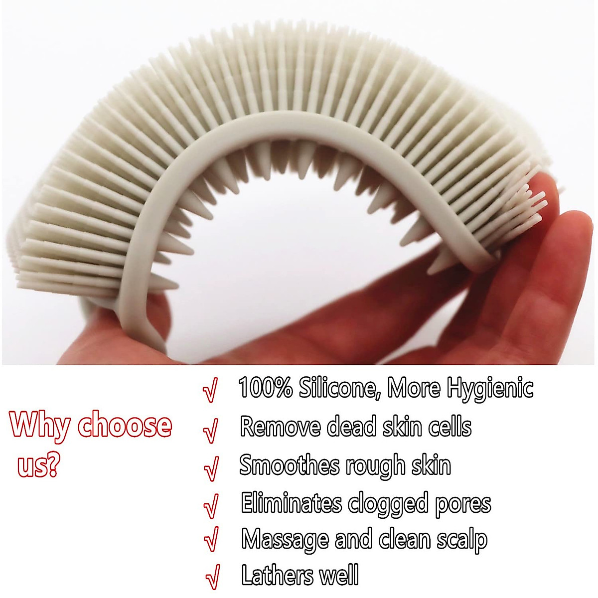 Cinlitek 2Pack Dual Sided Silicone Body Scrubber for Exfoliating, Shower&Scalp Massage, 2 in 1 Bath&Shampoo Brush,Soft Body Exfoliator Silicone Loofah Shower Scrubber Brush for All Kinds of Skin