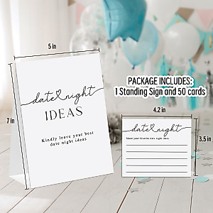 stizak Minimalist Theme Bridal Shower Decorations, Date Night Ideas, Bridal Shower Game, 1 Sign and 50 Cards, Modern Bridal Shower Shower, Wedding Shower Games（dn07）