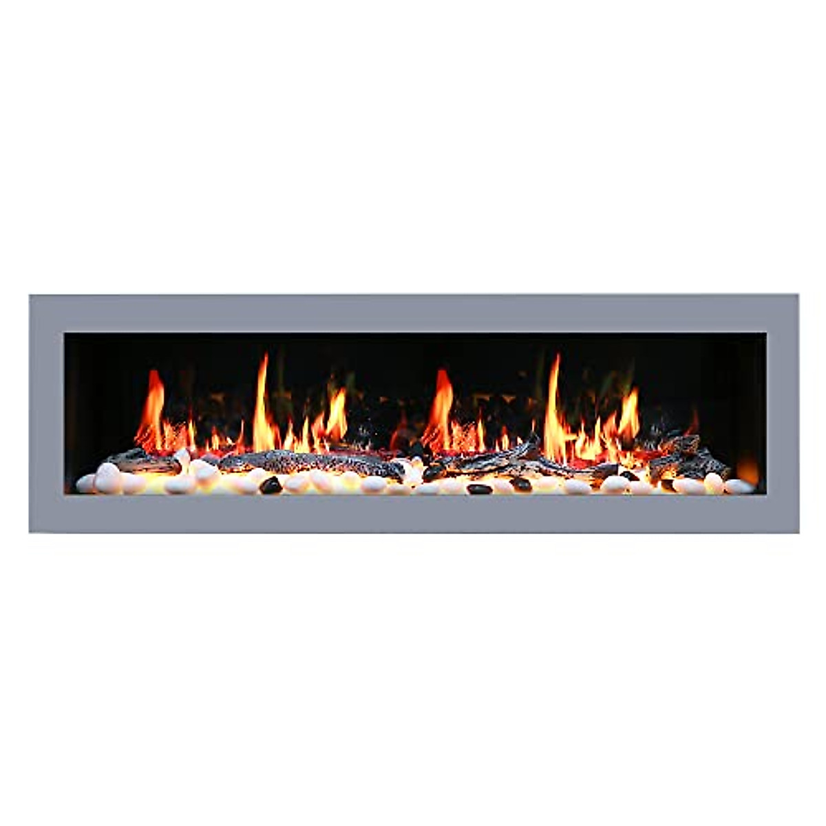 Litedeer Homes Gloria II 68 inch Smart Control Electric Fireplace Insert with WiFi Enable, ZEF68XS Silver White Fireplace 68