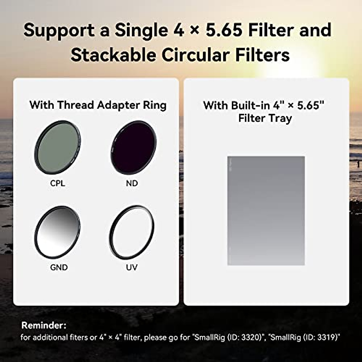 SMALLRIG Mini Matte Box for Mirrorless DSLR Cameras Compatible with 67mm/72mm/77mm/82mm/95mm Lenses - 3196