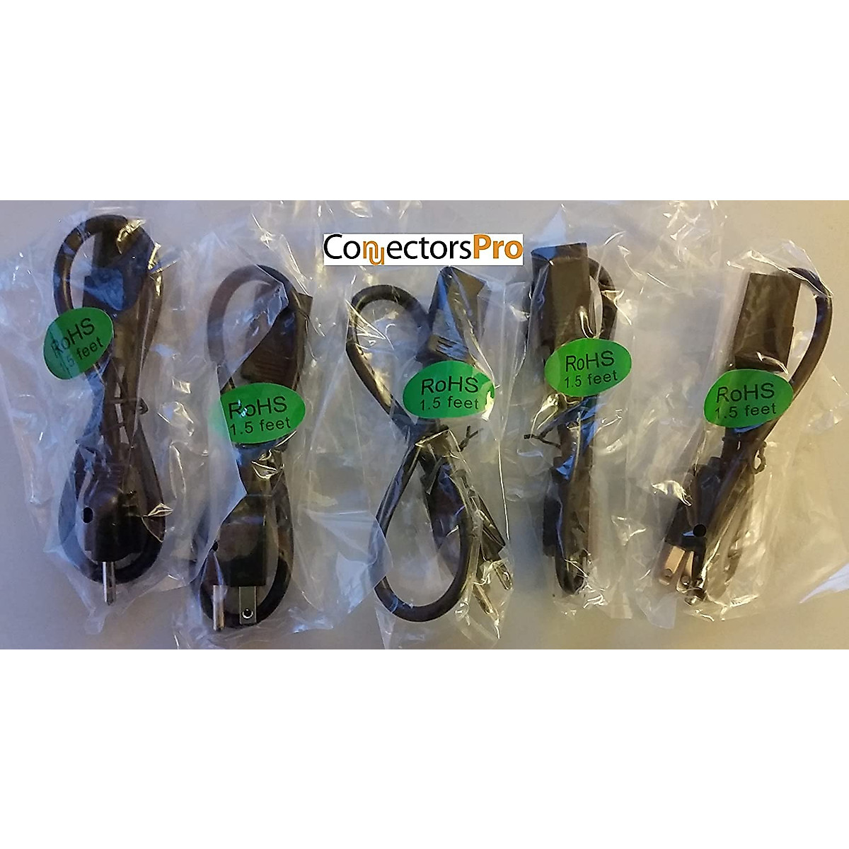 Pc Accessories - Connectors Pro 5-Pack 18" Universal Power Cord 1.5 ft, IEC320 C13 to NEMA 5-15P 18 Inches Cable, CSA UL RoHS