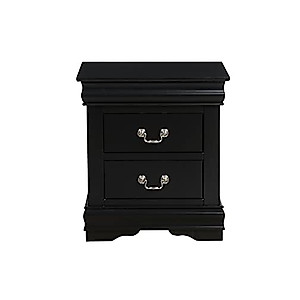 Knocbel Traditional Nightstand End Tables Side Table with 2 Drawers and Metal Handles for Bedroom Living Room Entryway, Fully Assembled, 21" W x 15" D x 24" H,Black Nightstand