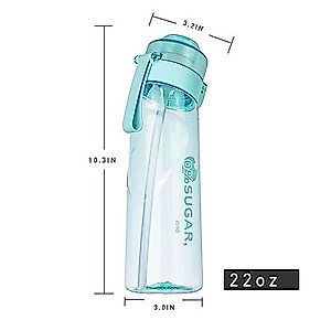 JSAXQYG Fruit Fragrance Water Bottle 21.9 Oz,with 7 Flavor Pods 0 Sugar and 0 Calorie Outdoor Sports Cups (（Blue）+7 Pods)
