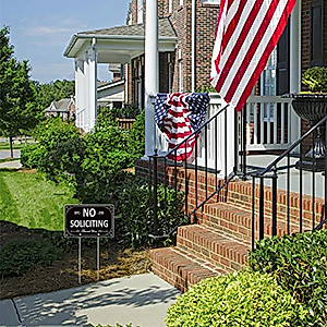 KooMate No Soliciting Sign for House - All Metal Construction - No Soliciting Yard Sign with Stake - 12" x 8", 15.7" Long Metal Stakes Included