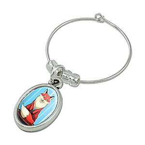 GRAPHICS & MORE Fox on Tree Stump Wine Glass Oval Charm Drink Marker