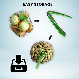 Simond Store 15" Green Reusable 200 Poly Mesh Net Bags Produce Grocery Fruit Vegetable Storage