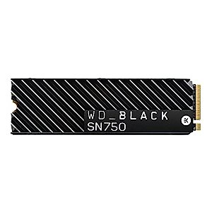 Western Digital 500GB SN750 NVMe Internal Gaming SSD Solid State Drive with Heatsink - Gen3 PCIe, M.2 2280, 3D NAND, Up to 3,430 MB/s - WDS500G3XHC