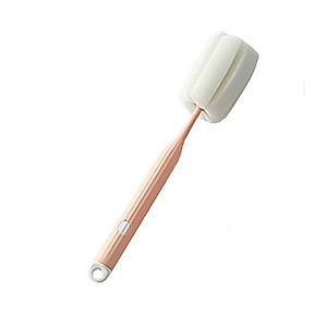AKOAK 1 Pack Sponge Cleaning Brush, Plastic Handle Baby Bottle Brush, 360 Degree Rotation, Suitable for Goblet, Tea Cup, Household Cleaning Tool (Pink)
