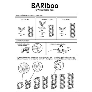 Stackable Water Bottle Storage Rack Best Water Jugs 5 Gallon Organizer. Jug Holder for Kitchen, Cabinet and Office Organizing. Reinforced Polypropylene (4 No Shelf, Black)