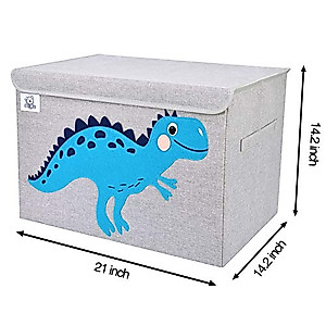 CLCROBD Foldable Large Kids Toy Chest with Flip-Top Lid, Collapsible Fabric Animal Toy Storage Organizer/Bin/Box/Basket/Trunk for Toddler, Children and Baby Nursery (Dinosaur)