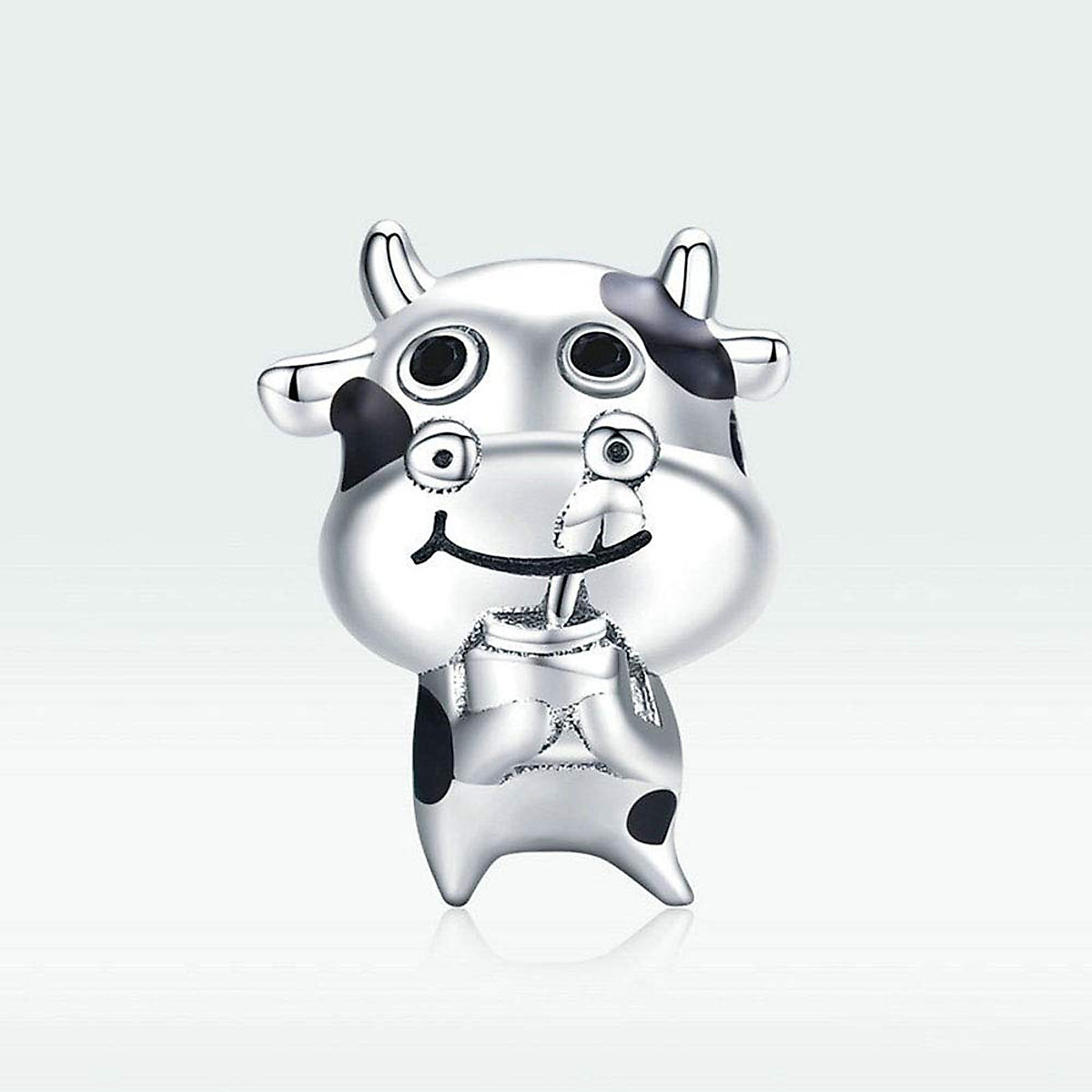 Cow Charm 925 Sterling Silver Cat Charm Bat Charm Peacock Charm Animal Charm Birthday Charm Gift Charm for Pandora Charm Bracelet (Cow)