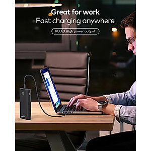 yoocas 65W Power Bank- 20000mAh Portable Charger with USB-C Fast Charging, 95W Total Output for Mac Air/pro,HP,DELL,Lenovo,Steam Deck,Switch,iPad,iPhone,Android.