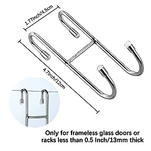 XIACIBDUS 3pcs Shower Door Hooks, Double Towel Rack Hooks, Bathroom Frameless Drilling-Free Hanger, Heavy Duty Rack Hooks for Robe Squeegee Loofah Bathing Suits Shaver