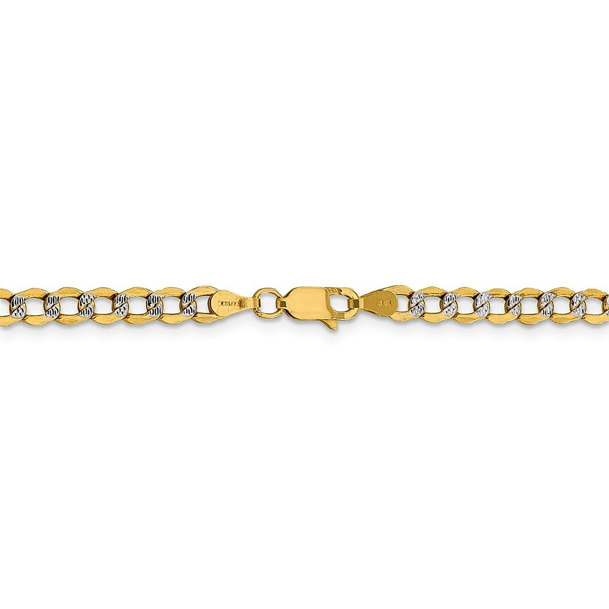 Sonia Jewels 14k White and Yellow Gold Two Toned 4.3mm Pave Curb Cuban Bracelet - with Secure Lobster Lock Clasp 8"