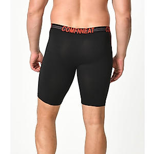 Comfneat Men's 9" Long Boxer Briefs Sports Performance Breathable Underwear 4-Pack (M, Red+Black(Red) 4-Pack)