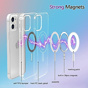 KMERUOTR Magnetic Case Compatible with iPhone 12 Mini Case Glitter - Compatible with MagSafe Charger Phone Case for Women Girls, Full-Body Shockproof Protective Case Cover for iPhone 12 Mini 5.4 Inch