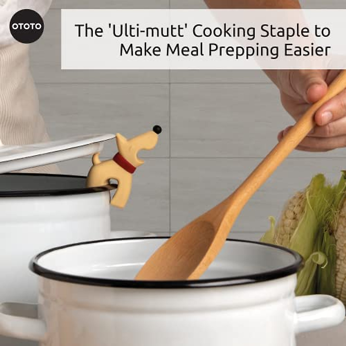 OTOTO Buddy Dog Kitchen Spoon Holder - Cooking Spoon Rest for Kitchen Counter - Spatula, Ladle Holder, Kitchen Utensil Holder - Heat Resistant & Dishwasher Safe Utensil Rest for Stove Top