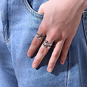 MADEONE 18K gold plating Cat or Foxes adjustable ring for women hypoallergenic Jewelry Christmas gifts with Box Packing (Cat claw ring)