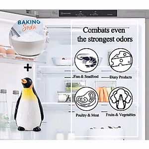 Penguin Baking Soda Holder For Fridge Ceramic Baking Soda Container For Fridge Cute Baking Soda Fridge Holder For Refrigerator Odor Eliminator, Fun Kitchen Gadgets, Baking-Soda Fridge Smell Remover