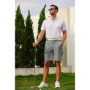 COOFANDY Men's Casual Shorts Stretch Flat Front Shorts Lightweight Quick Dry Summer Beach Surf Shorts with Pockets Grey