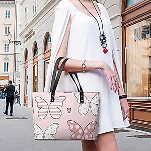 Womens Handbag Pink Butterfly Leather Tote Bag Top Handle Satchel Bags For Lady