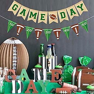 VILIFEVER Game Day Burlap Banner Football Themed Garland Bunting, Football Birthday Party Decorations, Football Concessions Stand Hanging Sign Outdoor Home Decor