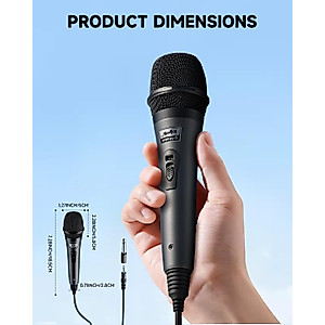 Moukey Karaoke Microphone, Dynamic Microphone with 13 ft Cable, Metal Handheld Cardioid Wired Mic, XLR Microphone for Singing/Stage/Chrismas,Compatible w/Karaoke Machine/PA System/Amp/Mixer, Grey