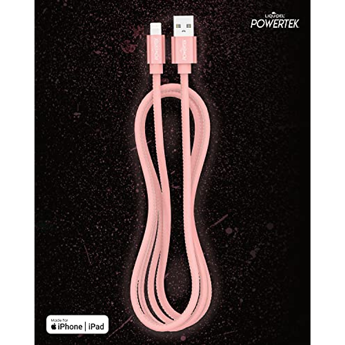 LIQUIPEL Powertek Glow MFi Certified Charger Compatible for Apple iPhone, iPad, 5ft Cable, Lightning to USB Cable Cord, Fast Charging Lightning Cable (Pink)