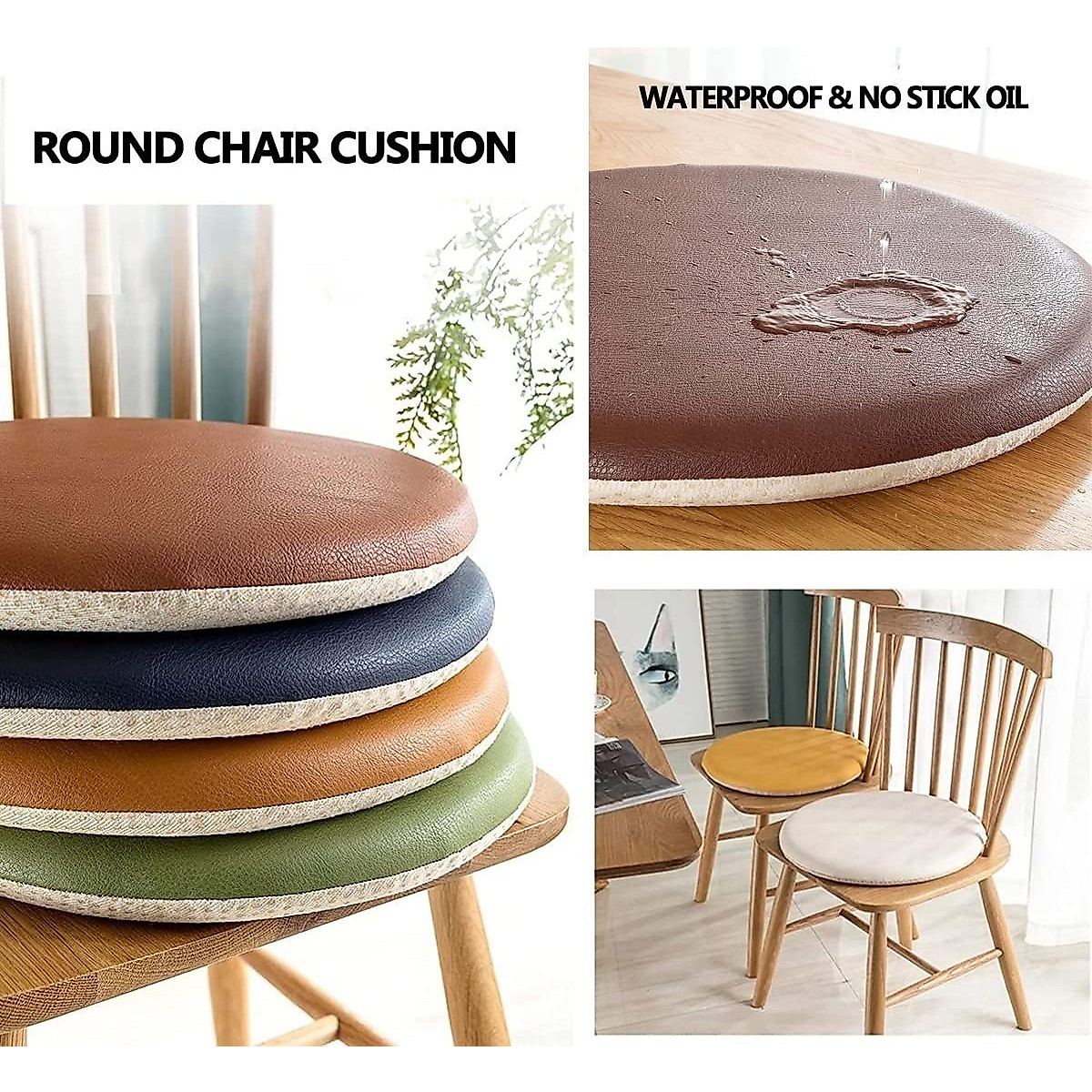 Round Upgrade Memory Foam Seat Cushion,1/2 Packs Round Chair Cushions Leather Waterproof Stool Cushion Detachable Chair Pads Non Slip Home Seat Cushion ( Color : Ivory white , Size : 33cm(Set Of 2) )