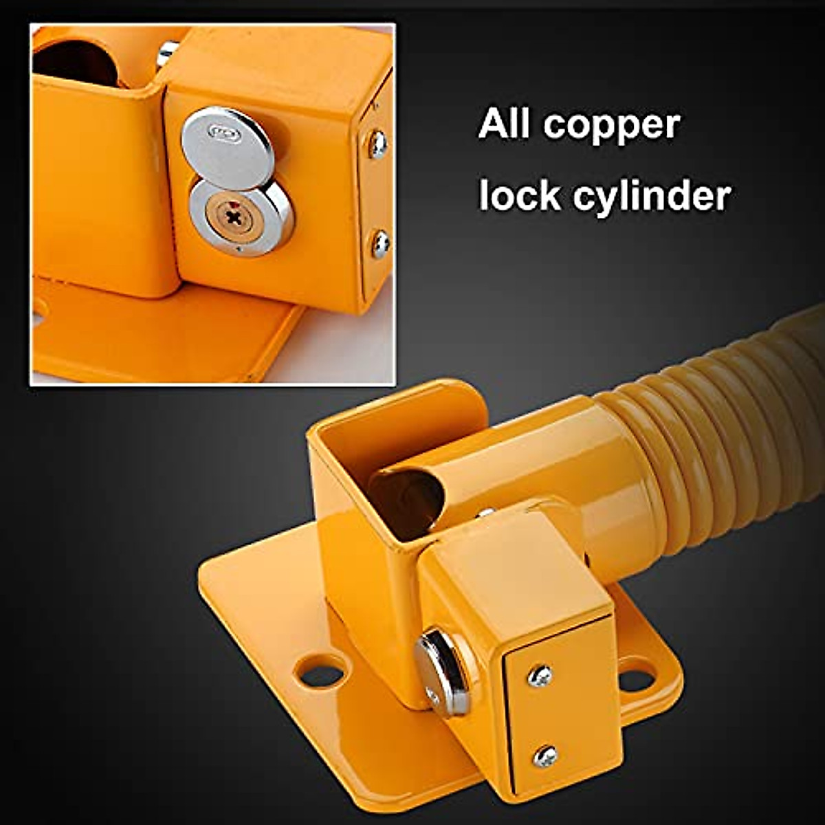 Heavy Duty Car Parking Space Lock Bollard T Shape with Spring Foldable Parking Barrier Safety Barrier for Commercial, Private Use (Color : Black, Size : 60x55cm)