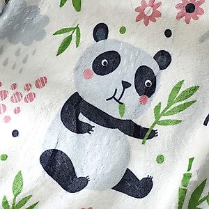 Panda Blanket Pandas Throw for Girls Cute Pandas Gifts Soft Flannel Panda Blankets for Panda Lovers Flowers Panda Stuffed Decor (Natural Panda, 50 x 60 Inch)