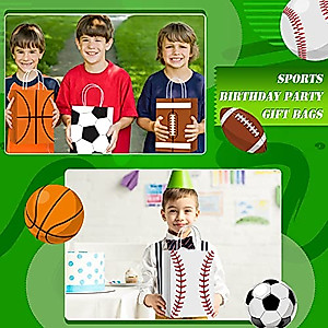 24 Pieces Sports Party Favor Bags Football Party Goodie Bag Sport Party Gift Bags with Handles for Soccer Baseball Basketball Football Sports Birthday Baby Shower Party Supplies Decorations
