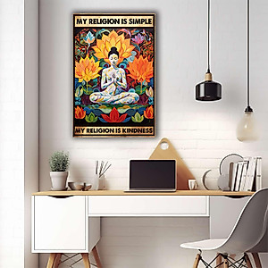 FLFGIDD Canvas Prints Abstract Wall Art My Religion Is Simple Canvas Art Poster and Wall Art Picture Print Modern Family bedroom Decor Posters 12x18inch-Wood Framed