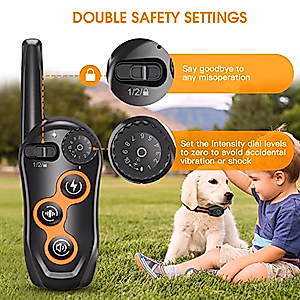 SDOFOS Dog Training Collar, Shock Collar for 2 Dogs with Remote Range 1300ft, 3 Training Modes, Beep, Vibration, Shock, IPX7 Waterproof Rechargeable Electric Shock Collar for Small Medium Large Dogs