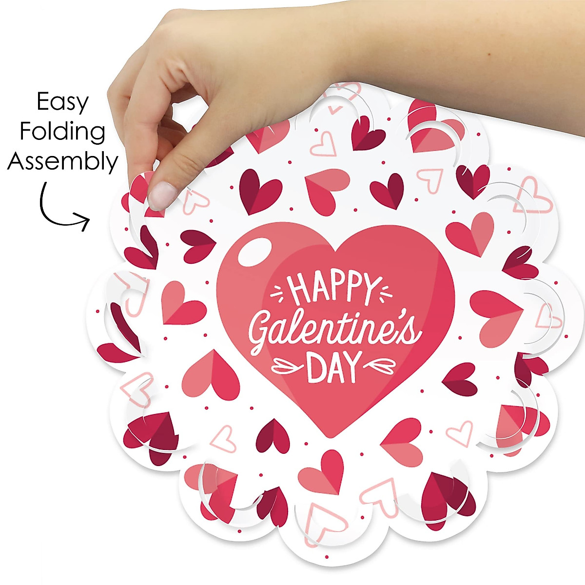 Big Dot of Happiness Happy Galentine’s Day - Valentine’s Day Party Round Table Decorations - Paper Chargers - Place Setting for 12
