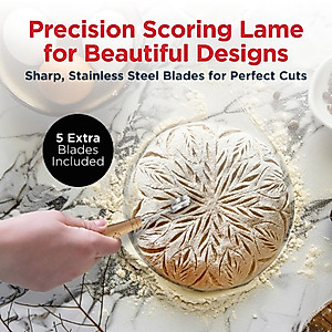 Bread Proofing Basket Set of 2 - Round 9" & Oval 8" Sourdough Bread Baking Supplies w/Linen Liner, Scrapers, Scoring Lame, Whisk, Blades Banneton Proofing Baskets - Sourdough Starter Kit for Beginners