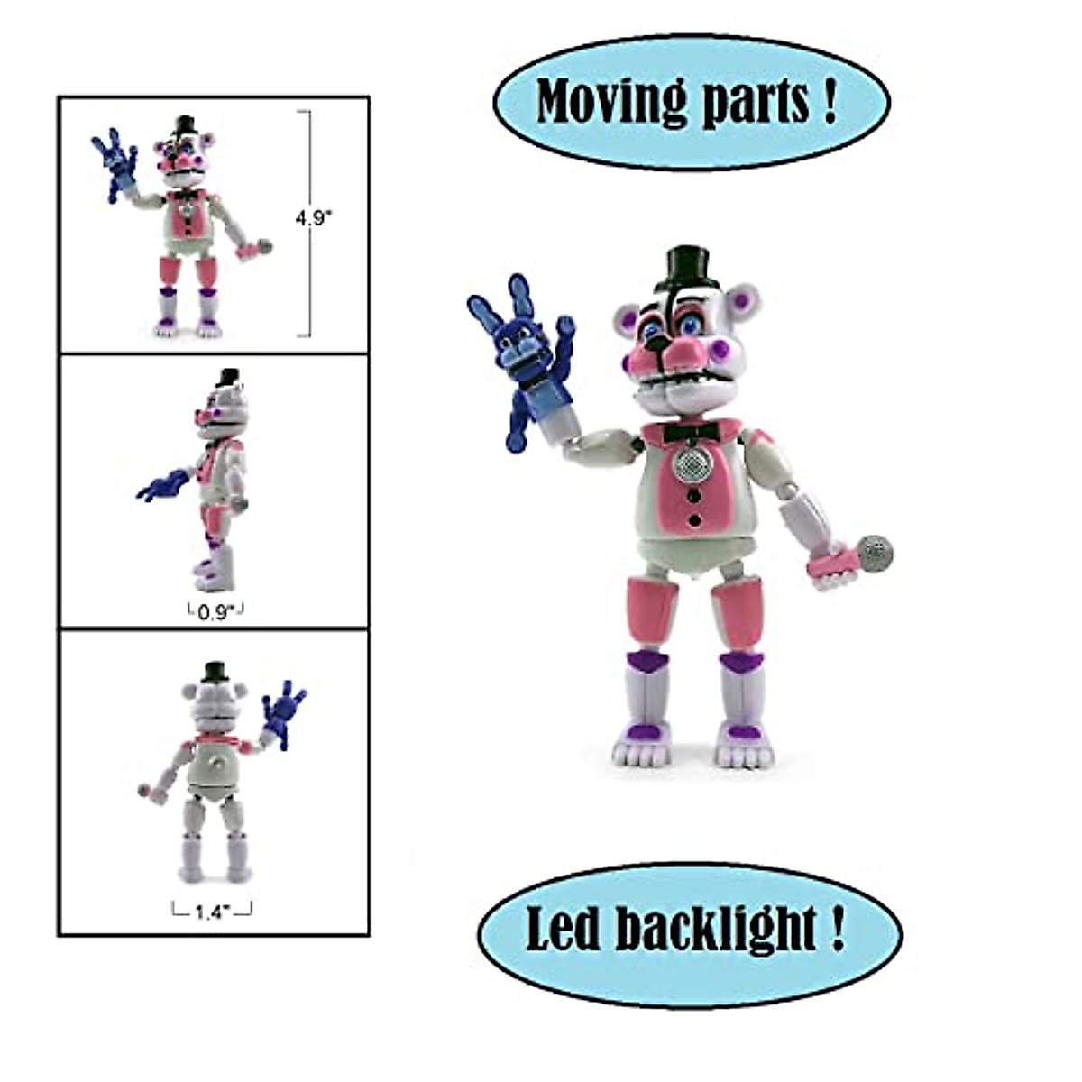 Toysvill FNAF Action Figures Sister Location (Set of 5 pcs), More Than 5 inches [Funtime Freddy Bear, Circus Baby, Ennard, Ballora, Funtime Foxy], Fun Action Simulator
