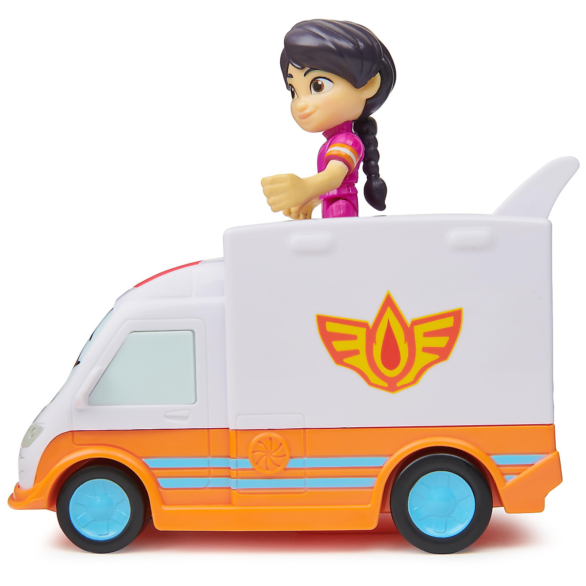 Disney Junior Firebuds, Violet and Axl, Action Figure and Ambulance Toy with Interactive Eye Movement, Kids Toys for Boys and Girls Ages 3 and up