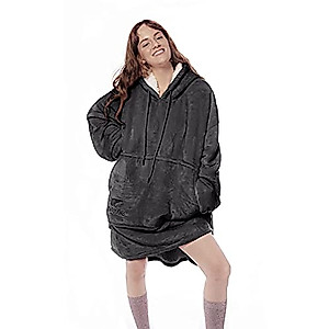 Sherpa Oversized Hoodie Blanket - Double Sided Sweatshirt Blanket Hoodie Women / For Men And Kids | Big Wearable Blanket For Adults And Teens One Size Fits All |  The Ultimate Gift - Reluxie (Black)