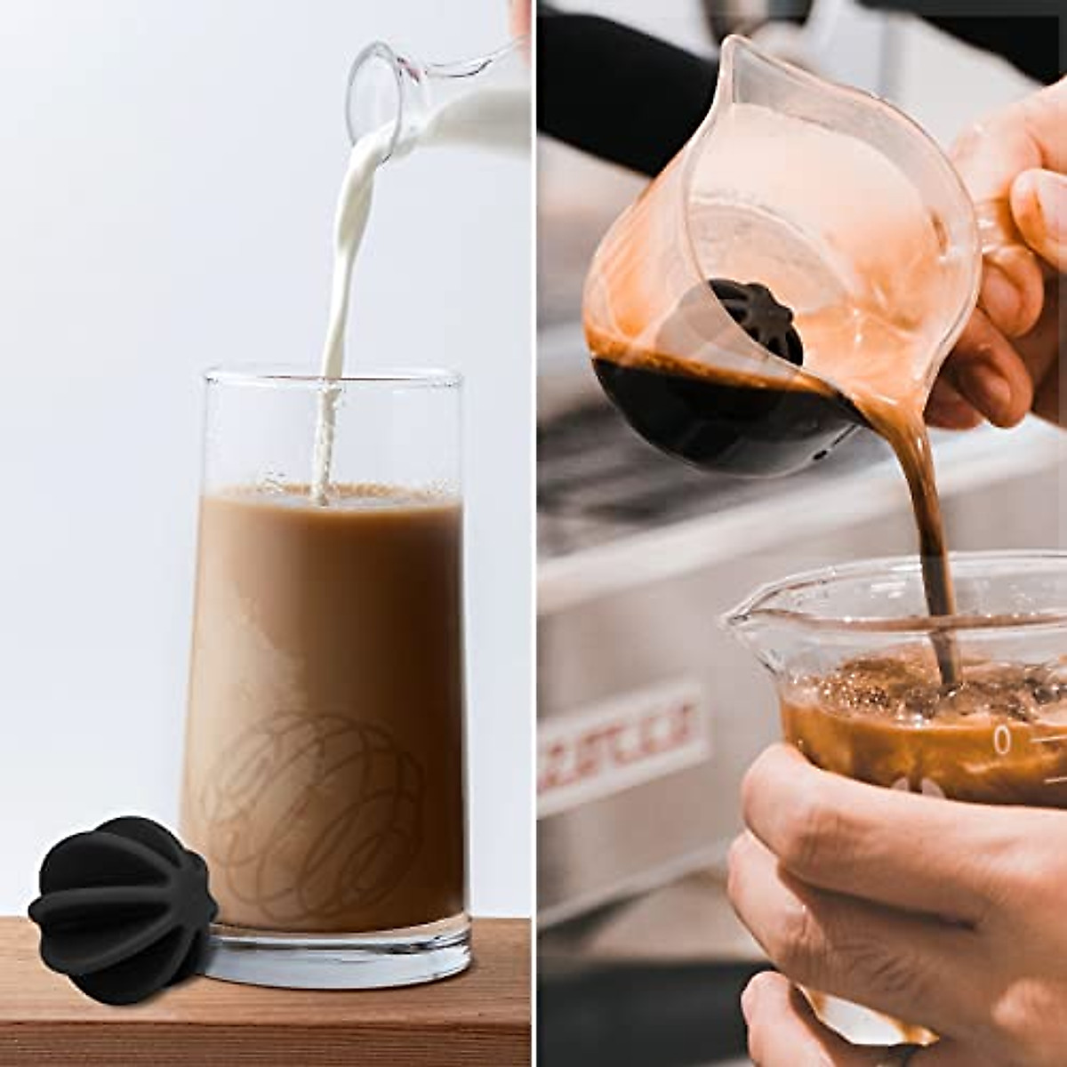 Shaker Balls Shaker Bottle Ball Replacement Milkshake Protein Powder Whisk Ball for Shaker Cup Bottle (4 Pcs Stainless Steel+ Black Plastic)