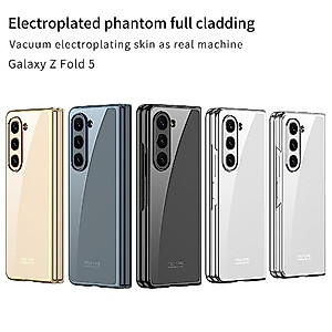 SHIEID Samsung Galaxy Z Fold5 Case, Galaxy Fold 5 Case Slim Hard Case, [Phantom + Electroplated Shell] Lens Protection Cover for Samsung Galaxy Z Fold 5, Transparent