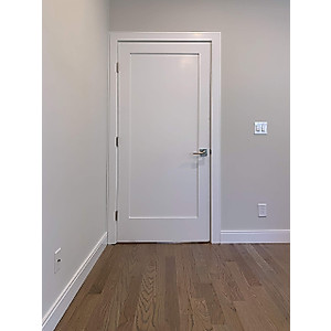 24 in. x 80 in. Right-Handed Solid Core Pre-Hung Interior Door White Primed Smooth Texture Single Panel with Black Hinges