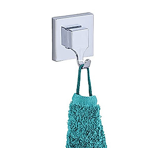 Wenko "Quadro" Wall Hooks with Vacuum-Loc, Silver, 2-Piece